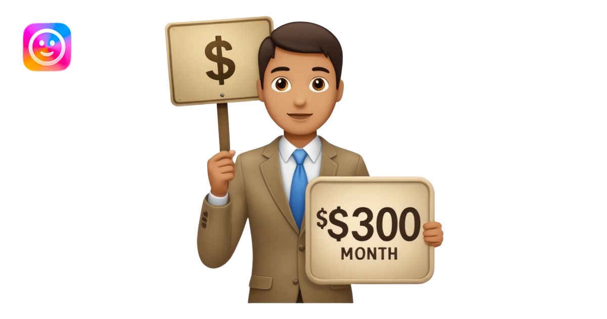 guy proudly holding a sign showing $30,000/month emoji | AI Emoji Generator