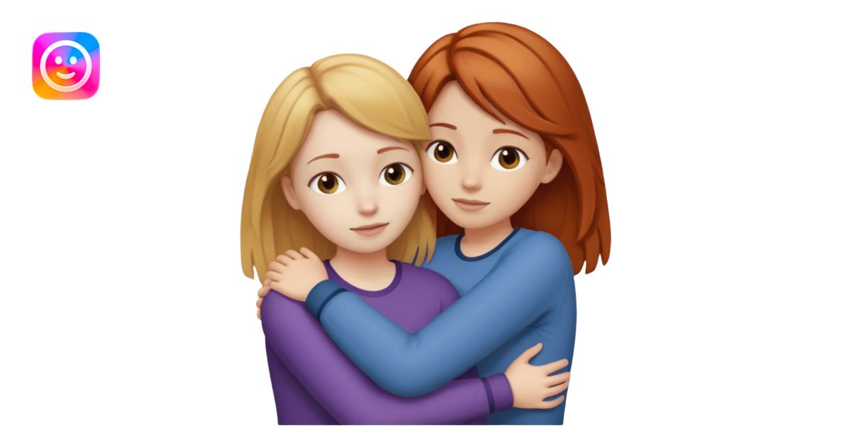 two girls who hug eachother. one has auburn hair and very pale skin ...