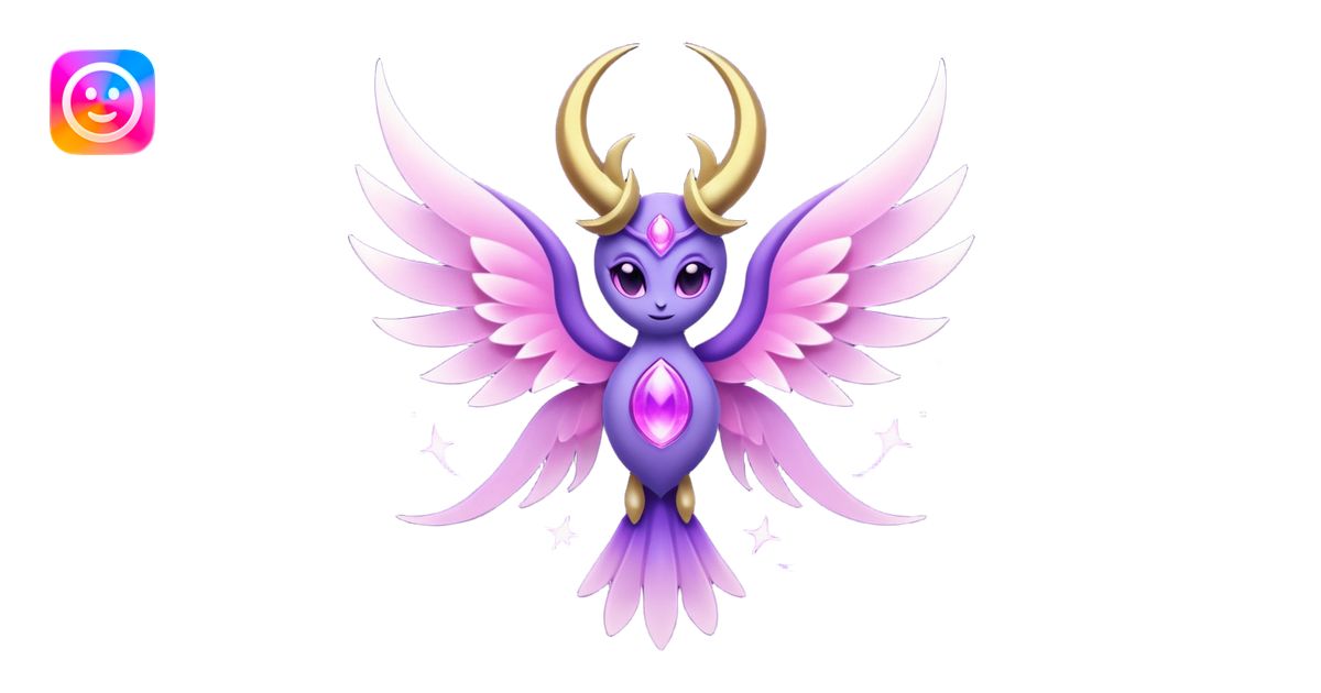 Pokemon legendary purple and pink lunala emoji | AI Emoji Generator
