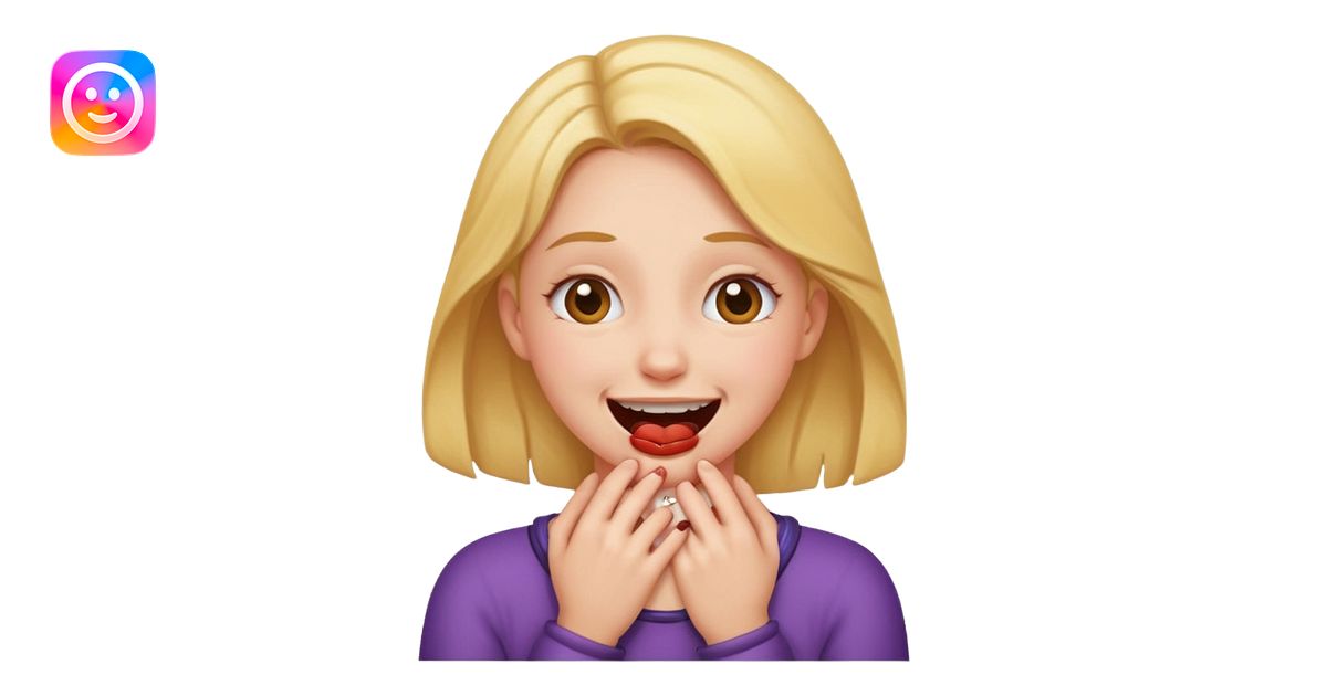 girl choking herself smiling emoji | AI Emoji Generator