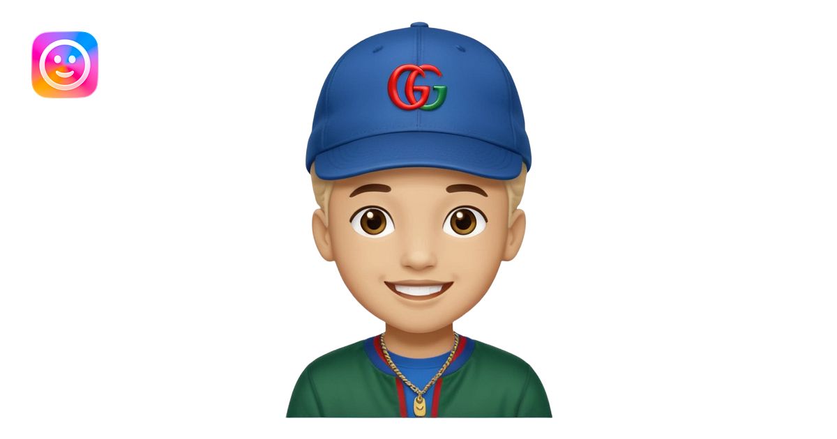 Ragazzo mulatto con cappello Gucci che fa il terzo dritto emoji | AI ...