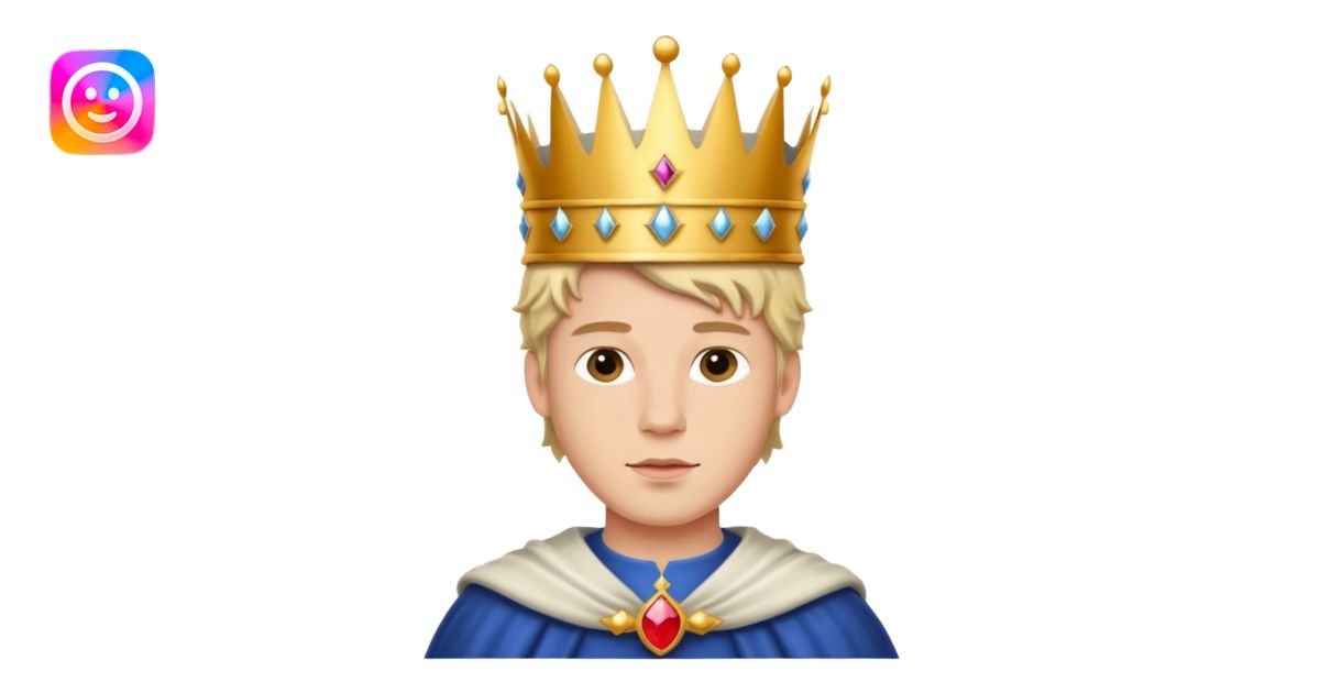 young white king with crown emoji | AI Emoji Generator