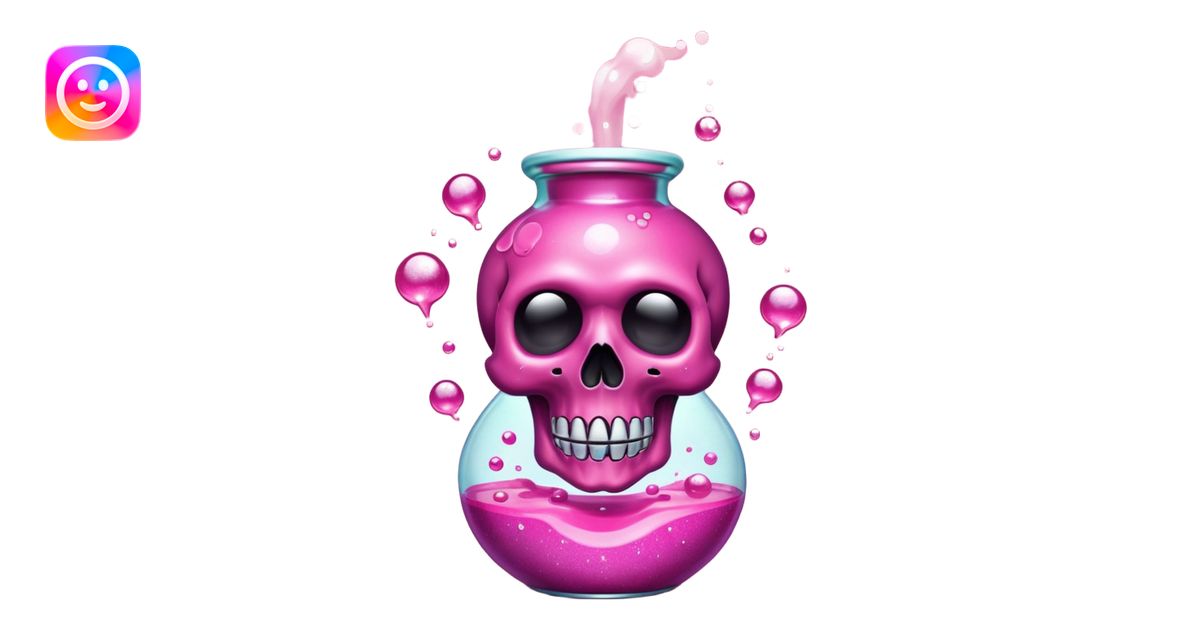 glitter toxic pink potion with dead symbol emoji | AI Emoji Generator
