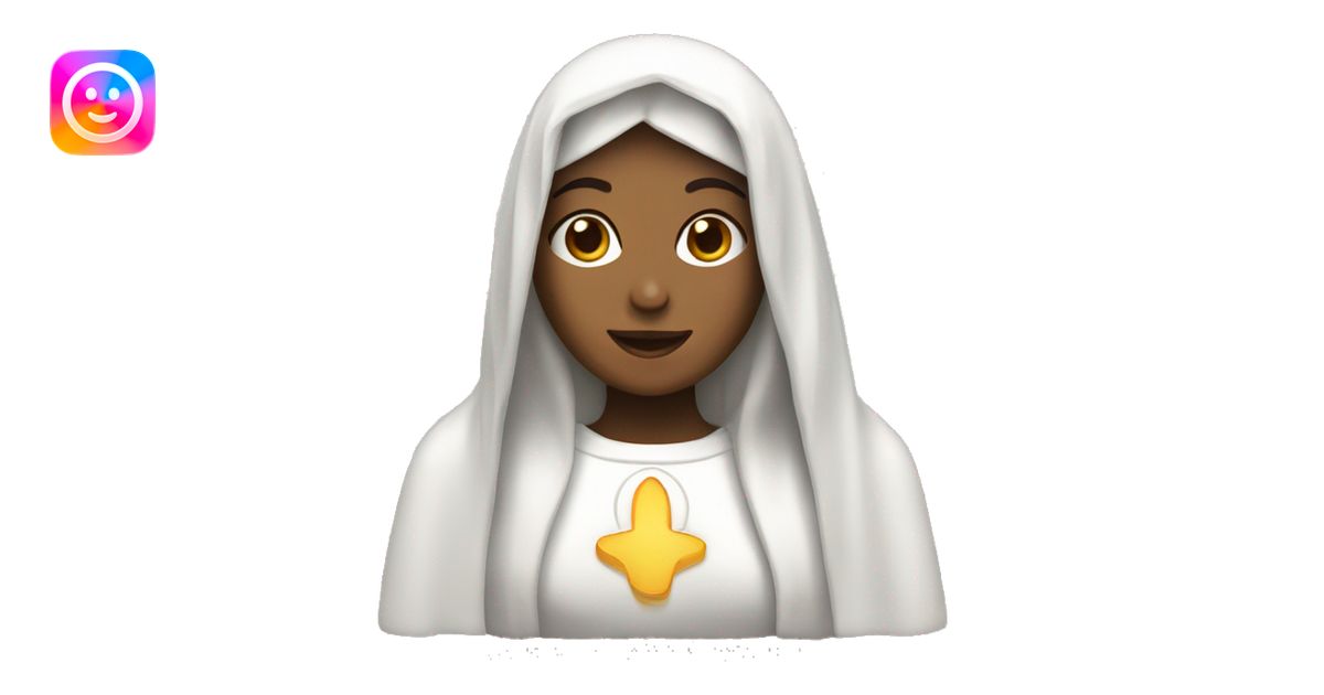 Virgin Mary happy emoji | AI Emoji Generator