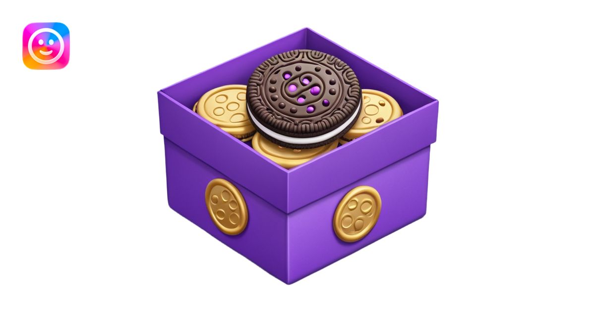 cookie chocolate oreo in purple box with gold circles emoji | AI Emoji ...