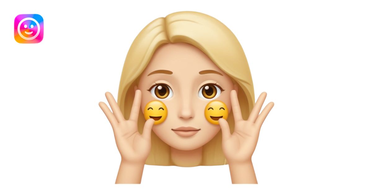 Minimal emoji representing reduced facial puffiness, soft hand gesture ...