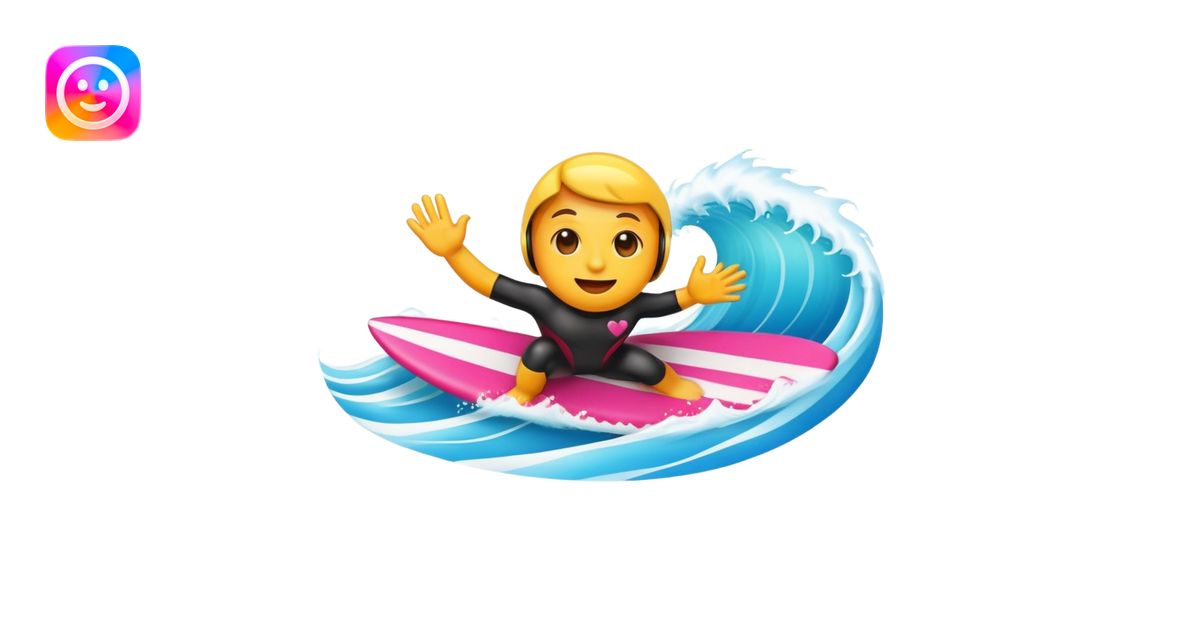 Super cool swag emoji with heart eyes surfing on a wave emoji | AI ...