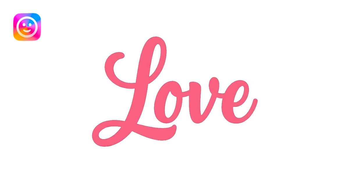 Pastel pink lettering that says "Love" in elegant cursive font icon ...