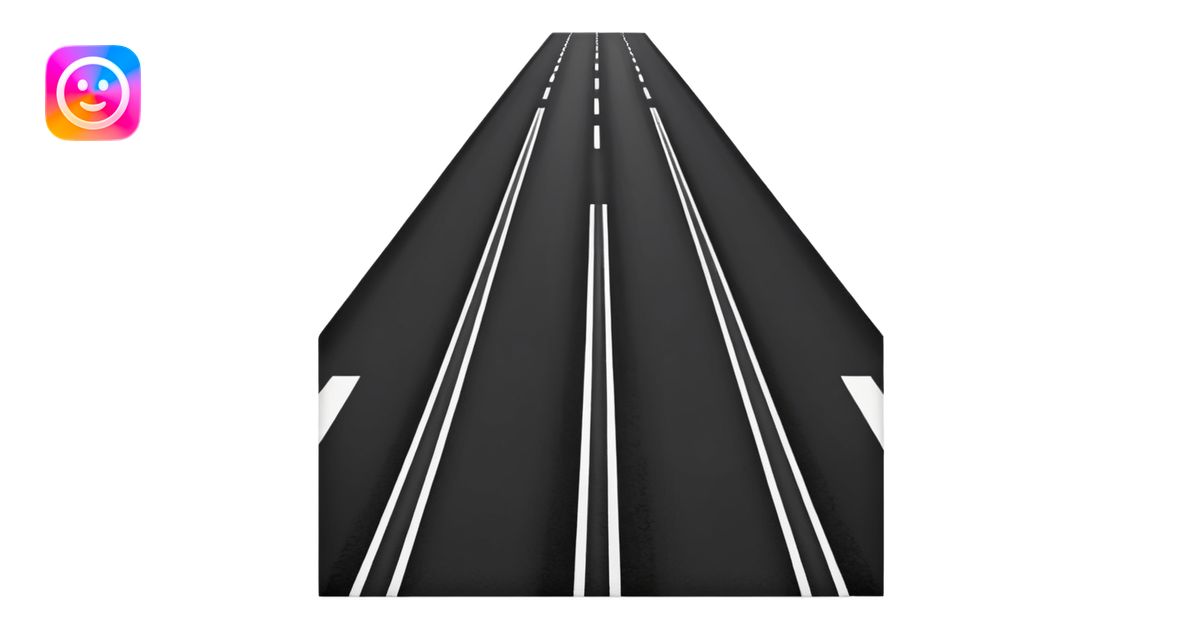 a fresh asphalt road with clear lane markings emoji | AI Emoji Generator