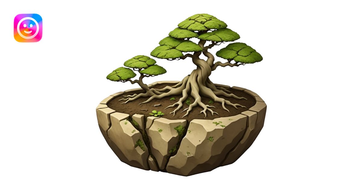 Roots Stoneware akadama moss on soil irregular angular Stone Age rocks ...