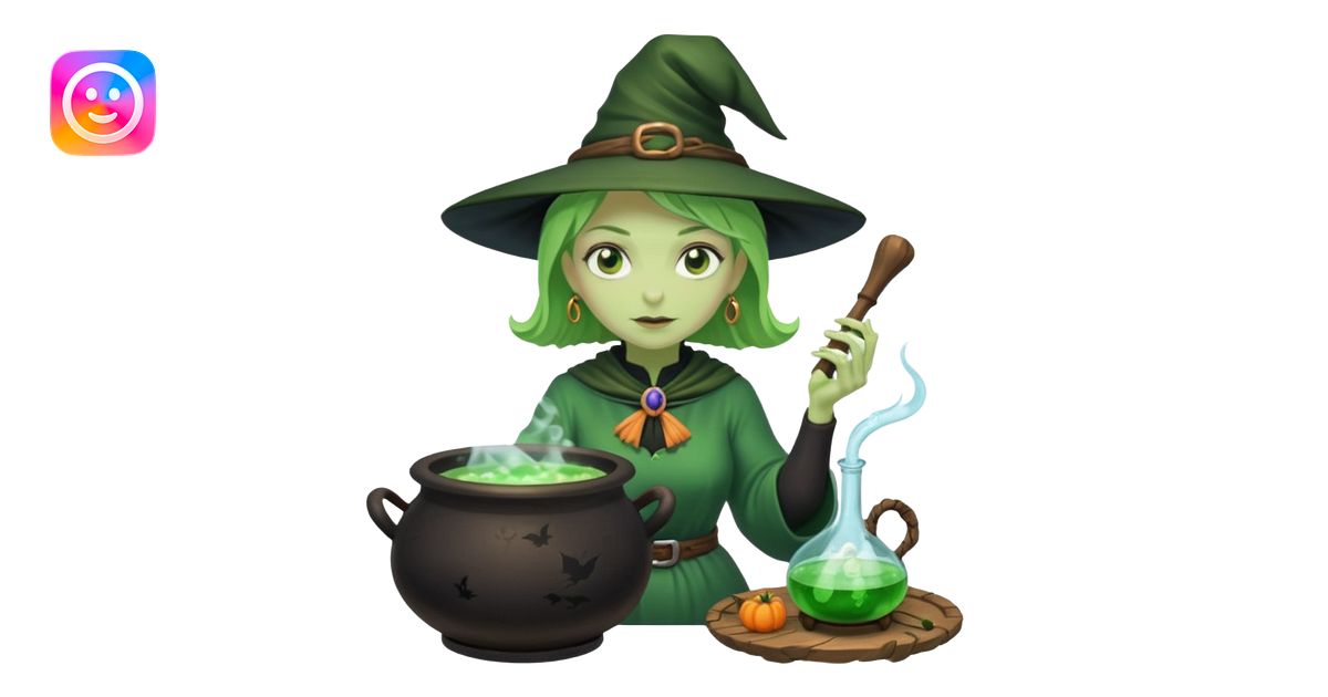 green witch cooking potion emoji | AI Emoji Generator