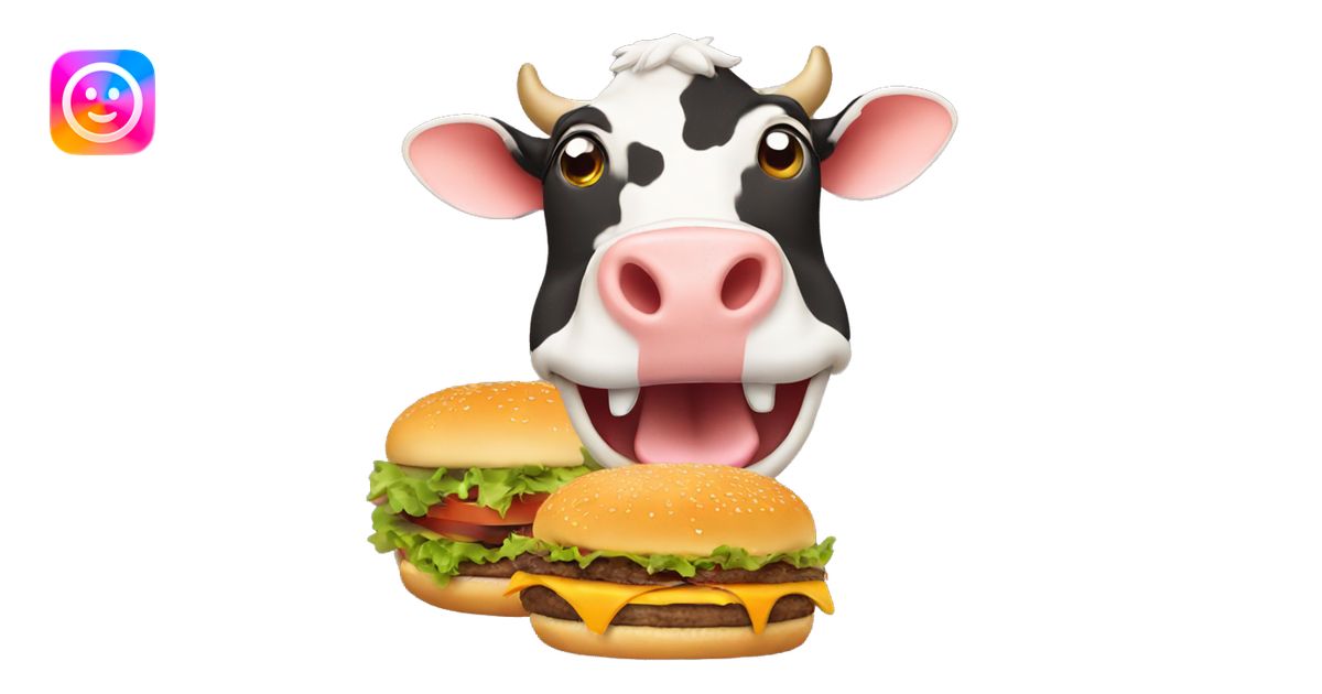 cow eating burger emoji | AI Emoji Generator