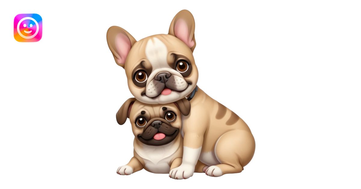 French bulldog with pug hugging emoji | AI Emoji Generator