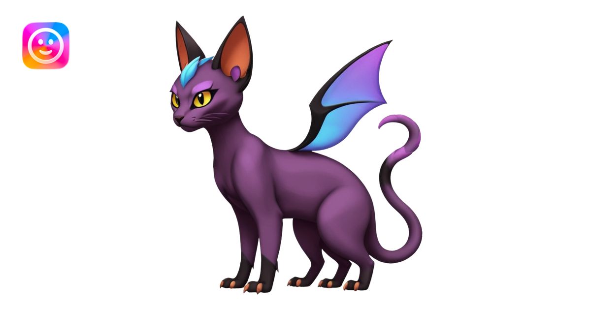 Black edgy Noivern-Noibat-Purloin-Torracat-Sphynx-Caracal-cat-Fakemon ...