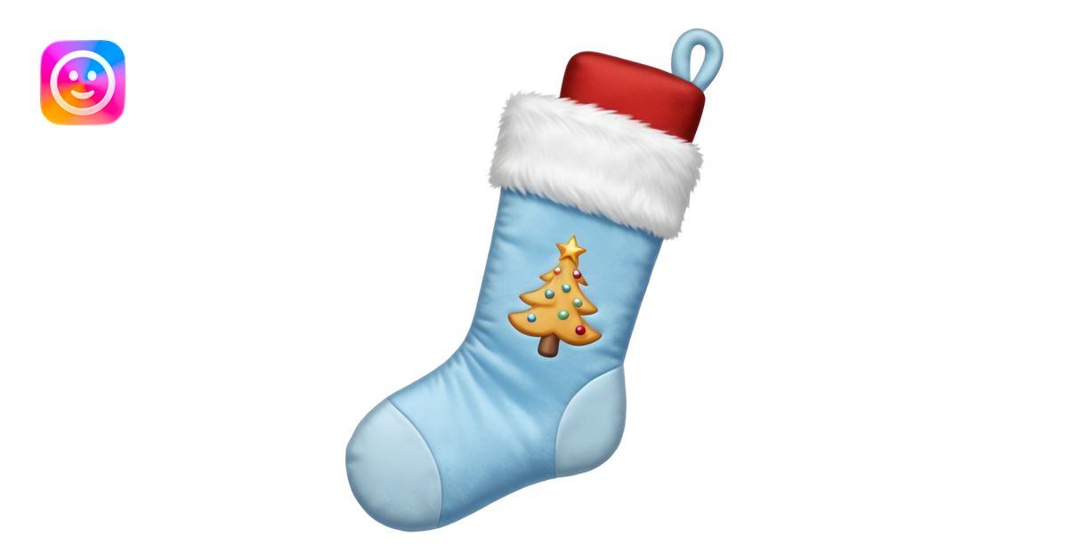 Christmas stocking with light blue details emoji | AI Emoji Generator