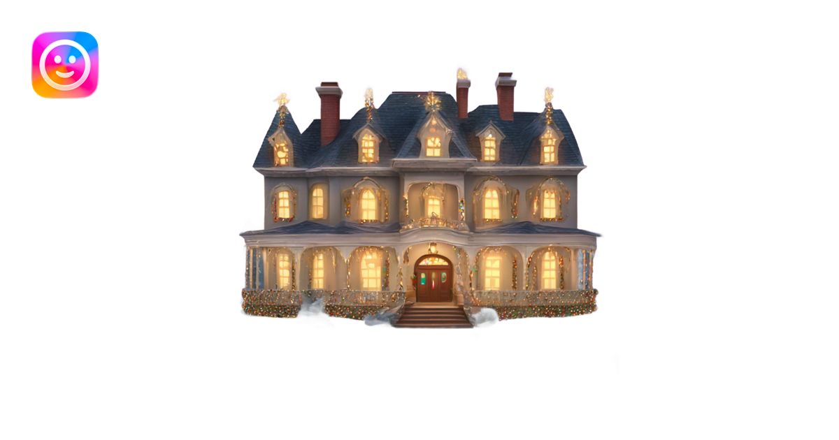 very large mansion overly decorated with lots of fancy Christmas lights ...