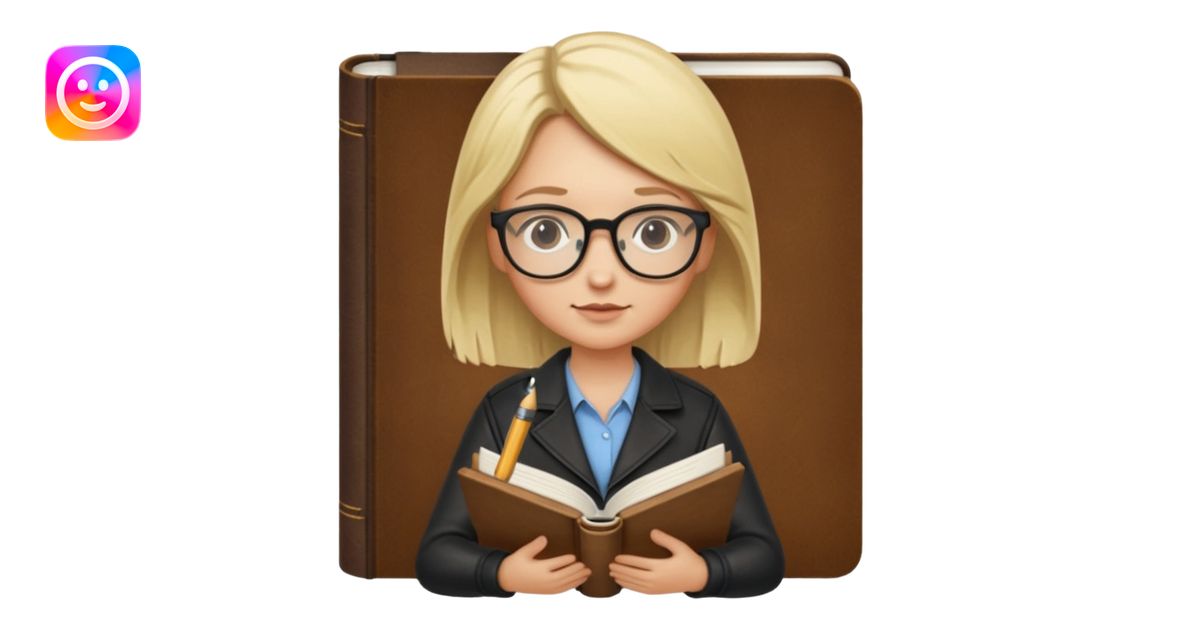 writer holding pen in hand and closed book in other hand, with blonde ...