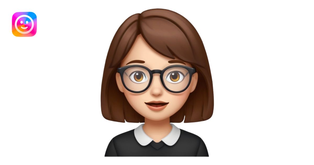 funny girl with brown hair and glasses, Discord emoji style emoji | AI ...