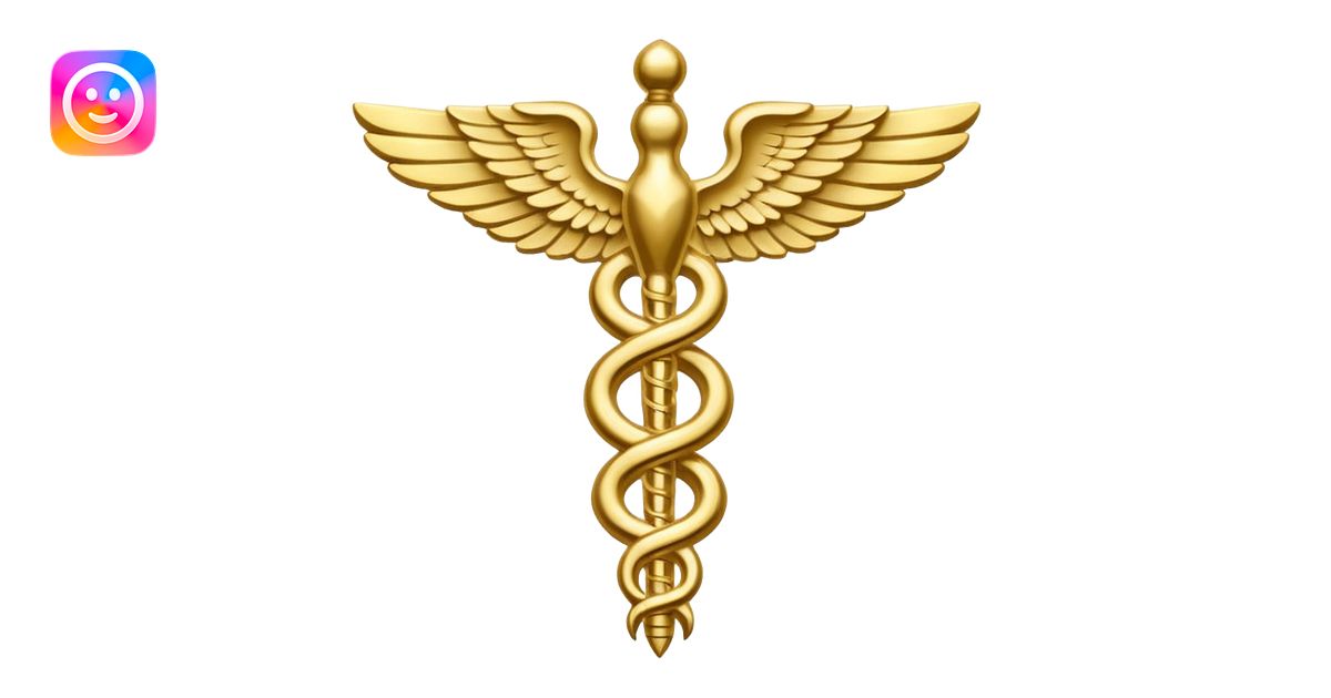 monotone color golden caduceus emoji | AI Emoji Generator