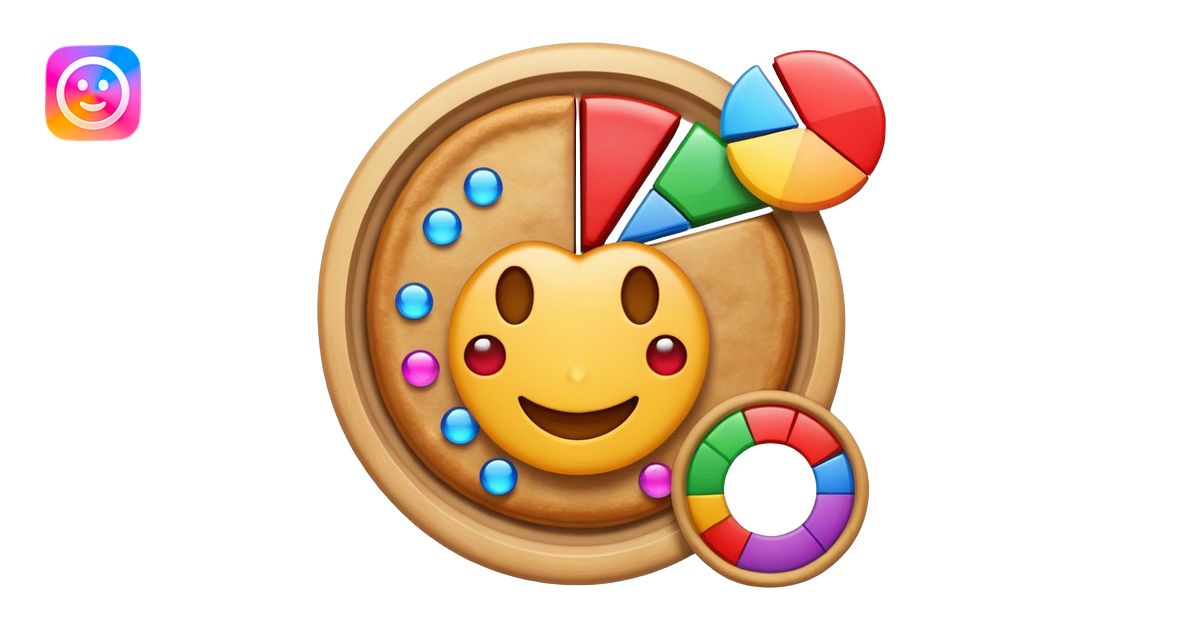 ios style emoji for report consisting bar and pie charts with sparkle ...