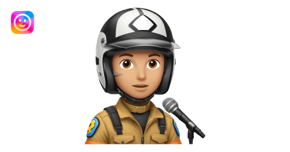 dirtbike rider being interviewed emoji | AI Emoji Generator