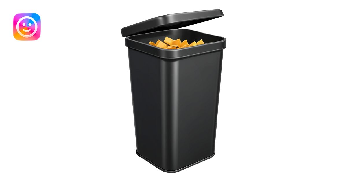 Black square trash can with opened lid emoji | AI Emoji Generator