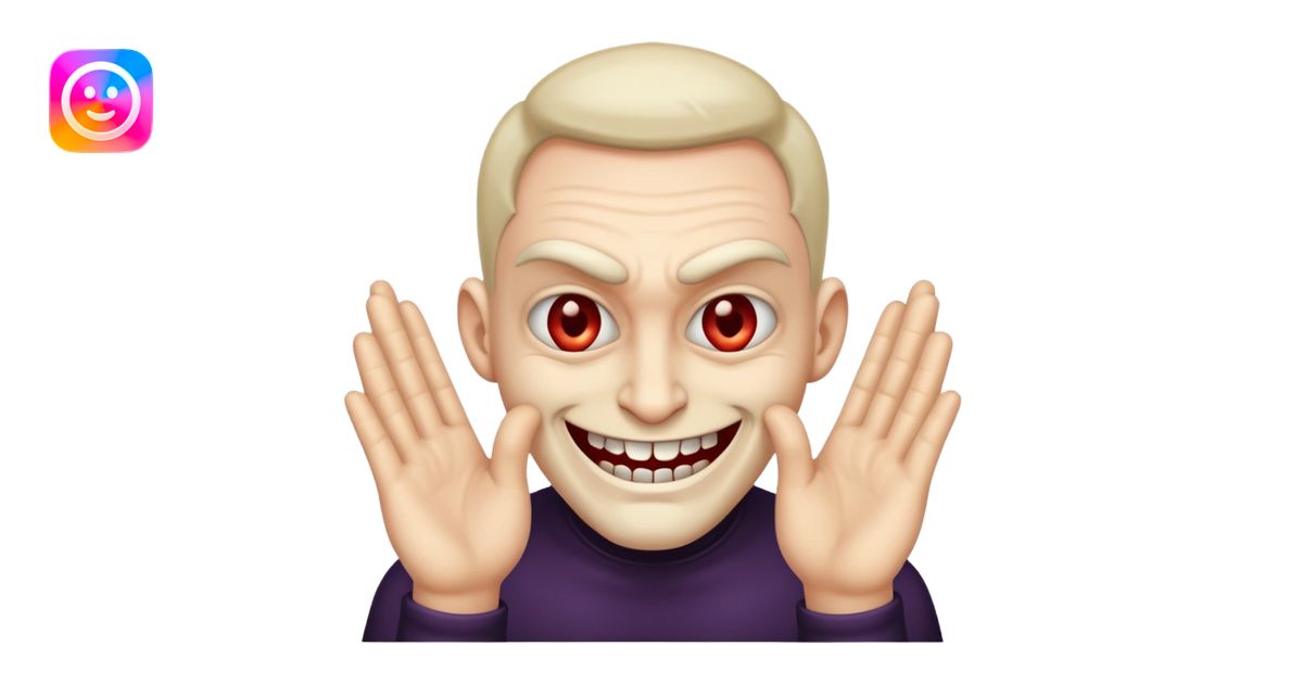 Mischievous evil man with hands infront of face emoji | AI Emoji Generator