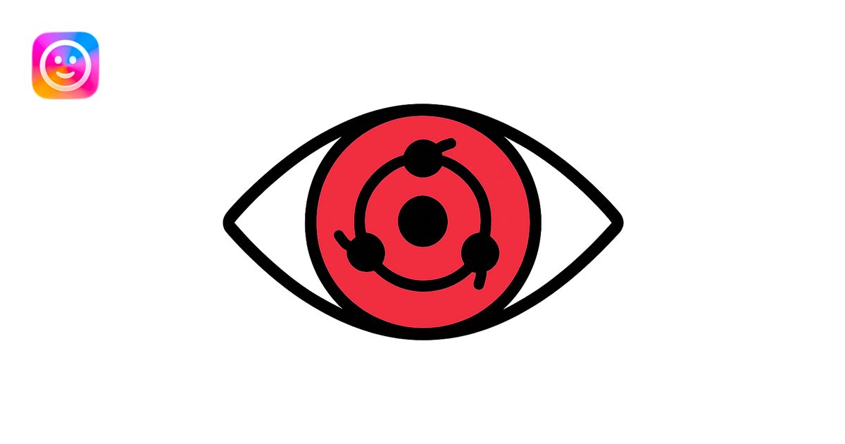 sharingan eye, simplified, flat colors, clean lines, red iris, black ...
