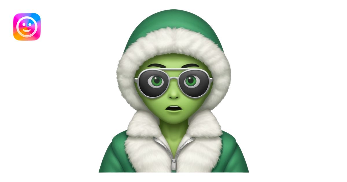alien, eskimo sunglasses, white coat, suprise emoji | AI Emoji Generator
