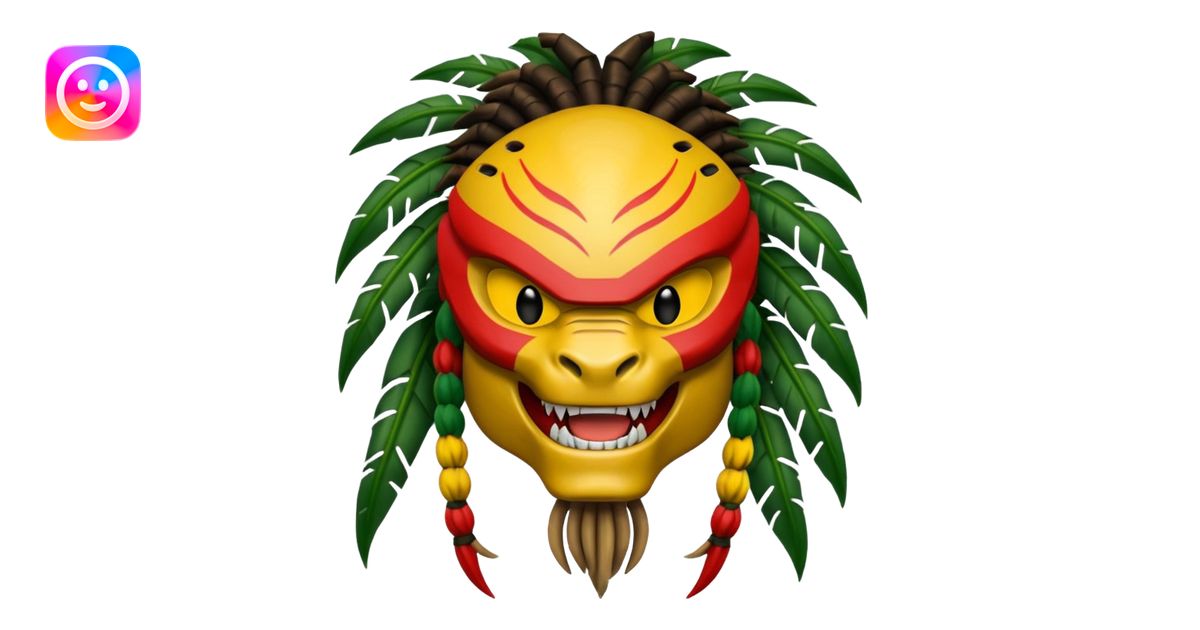 smiling predator from movie predator with rasta emoji | AI Emoji Generator