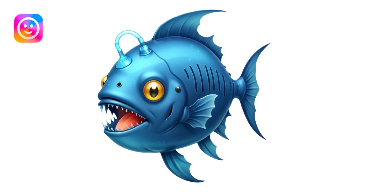 anglerfish with the light dangling in front of it with black back ...