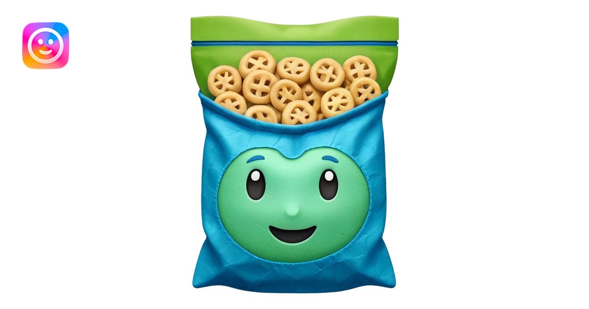 small blue/green snack bag emoji | AI Emoji Generator