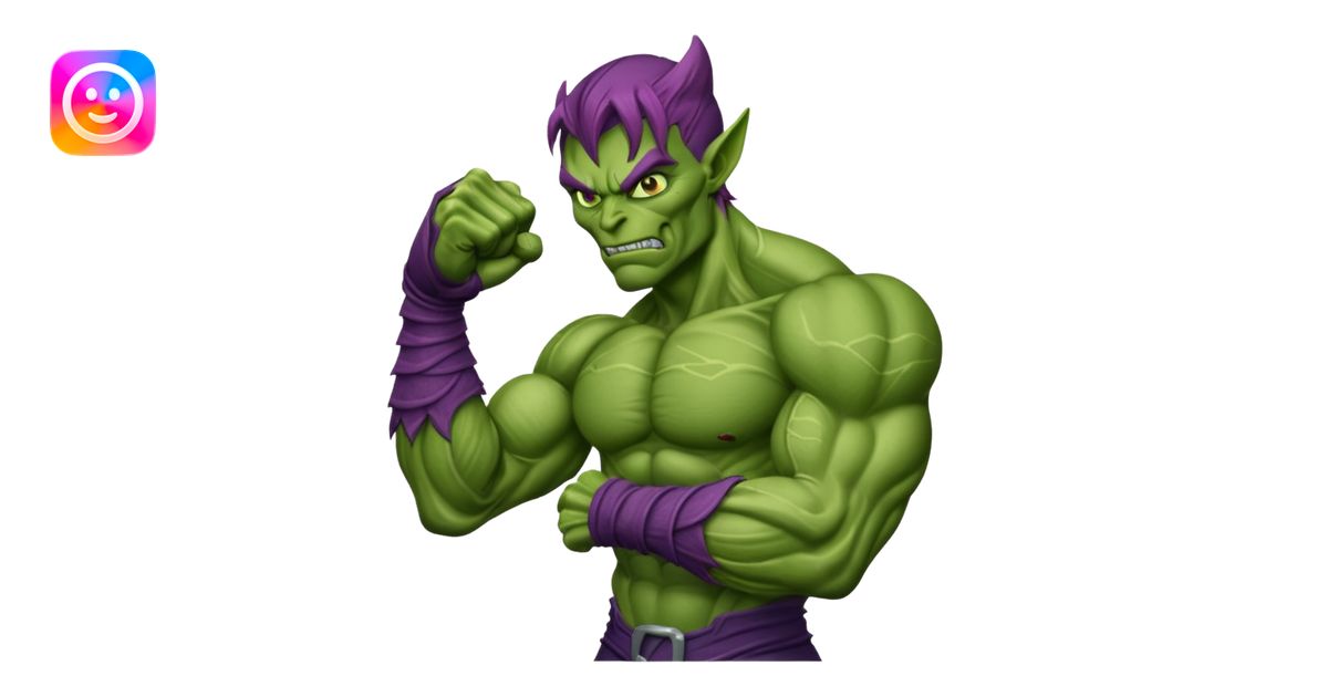 freen goblin muscle arm with fist and forearms emoji | AI Emoji Generator