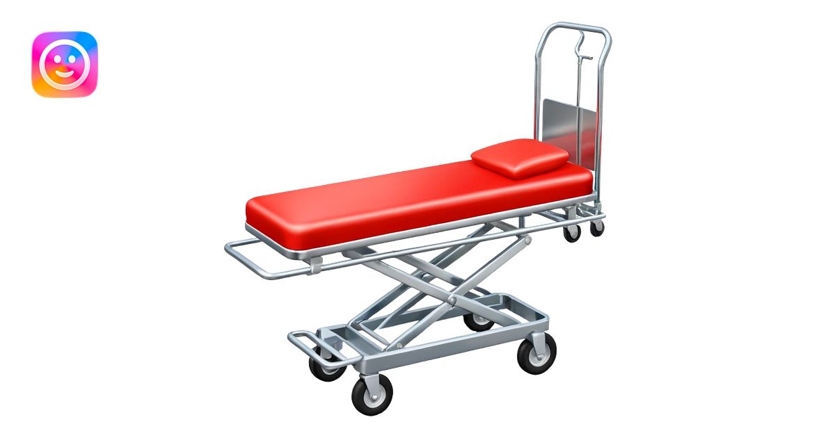 An open-back stretcher trolley being loaded into the ambulance bay ...