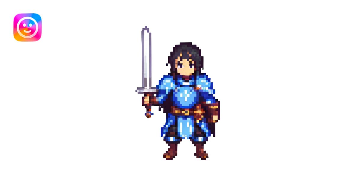 pixel art JRPG character with a sword and armor, heroic stance ...