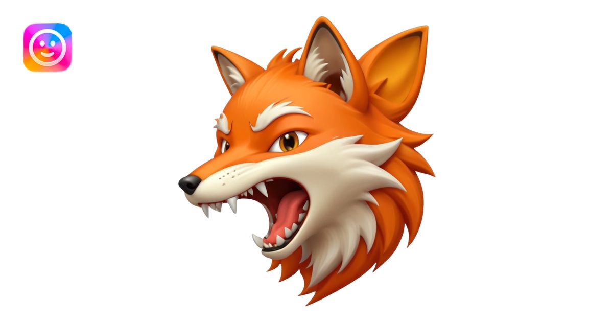 Angry Fox mouth open, scary teeth, side view, monster big mouth emoji ...