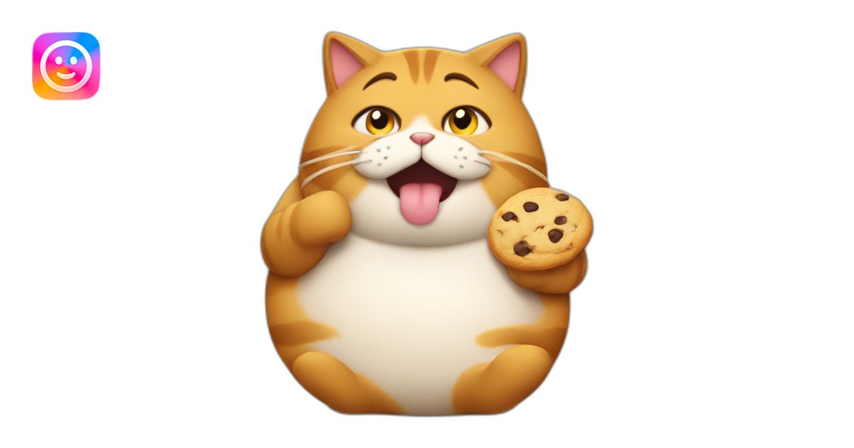 fat cat eating cookies looking busted emoji | AI Emoji Generator