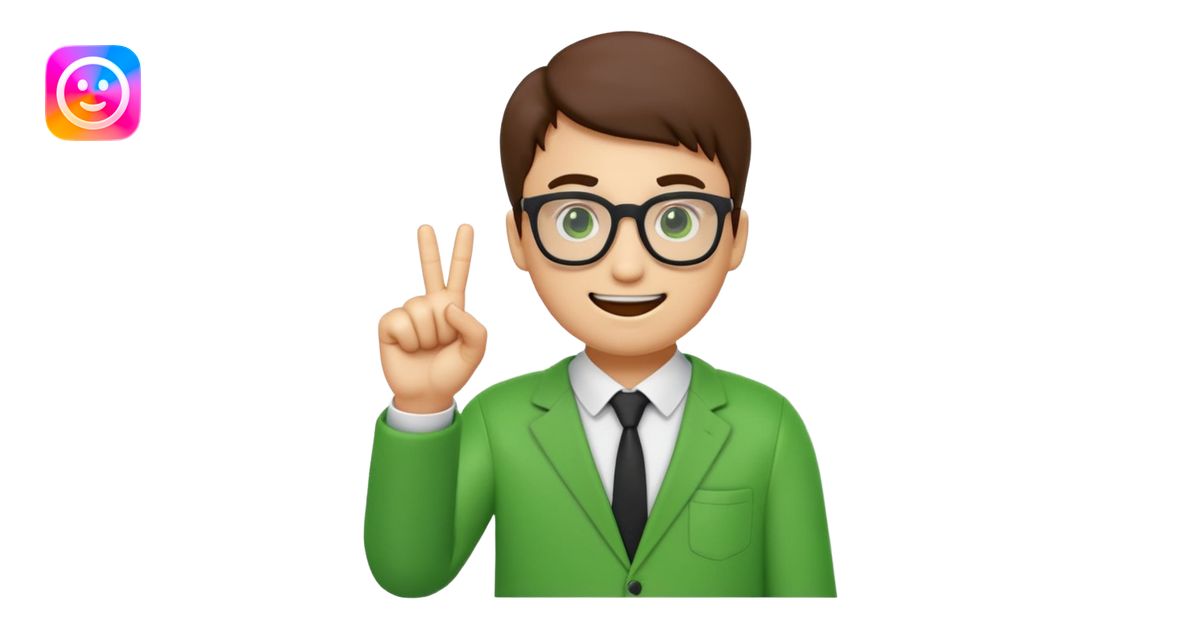 a normal emoji with nerd face and a finger upp with greenscreen emoji ...