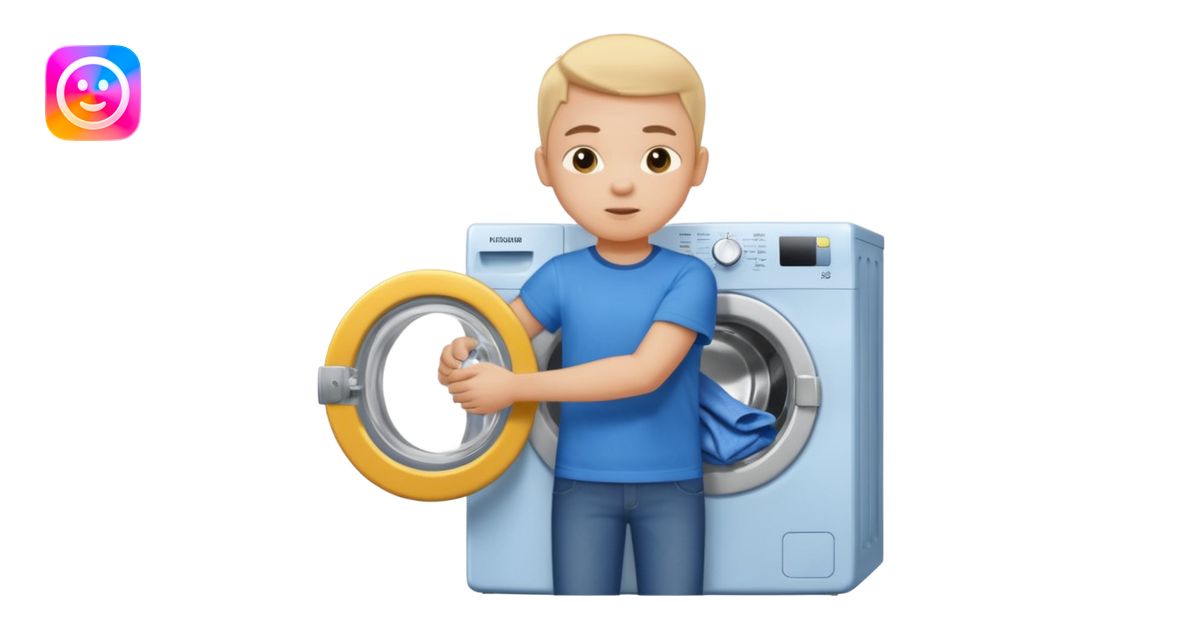 child putting clothes in a washing machine emoji | AI Emoji Generator