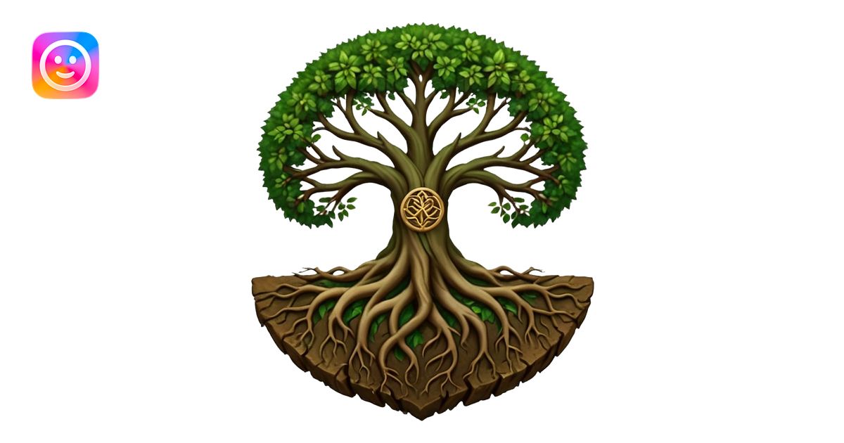 Tree roots forming a sigil shape, earth magic symbolism, deep greens ...