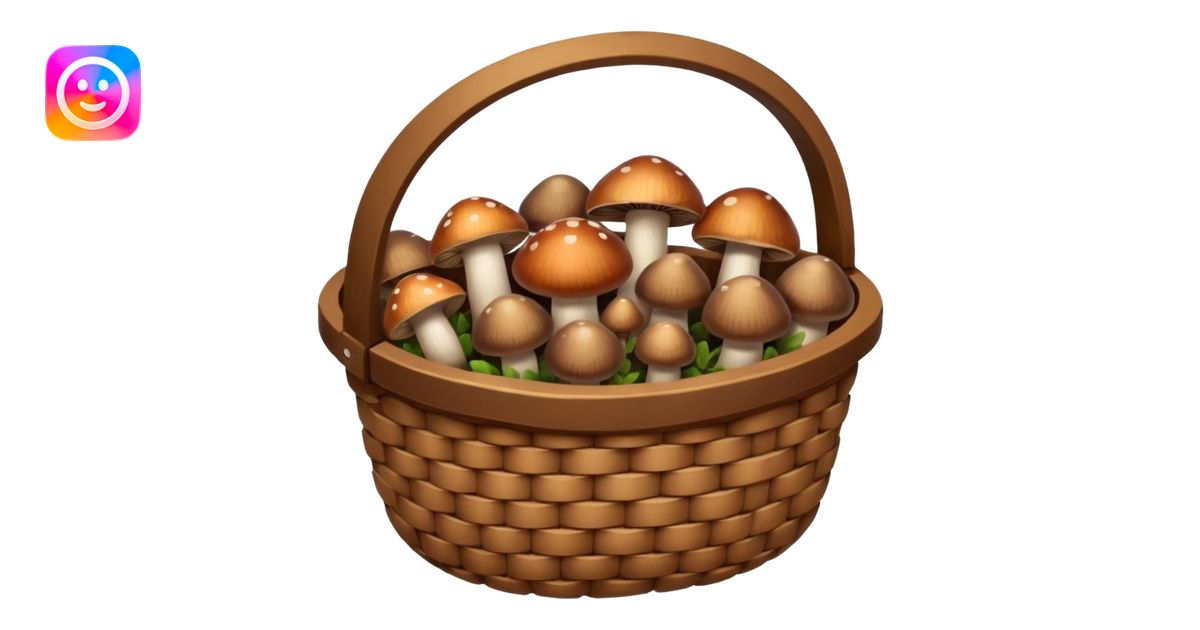 Brown basket with mushrooms emoji | AI Emoji Generator