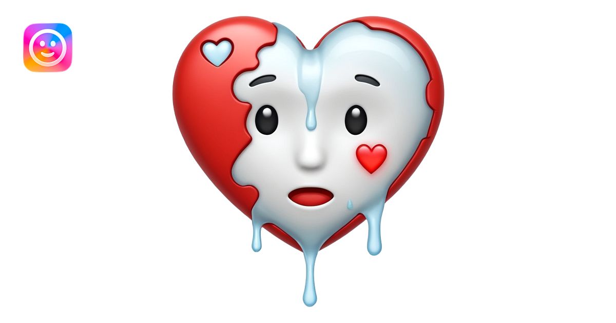 The heat broken emoji in white with sticky white liquid Ozzing out of ...