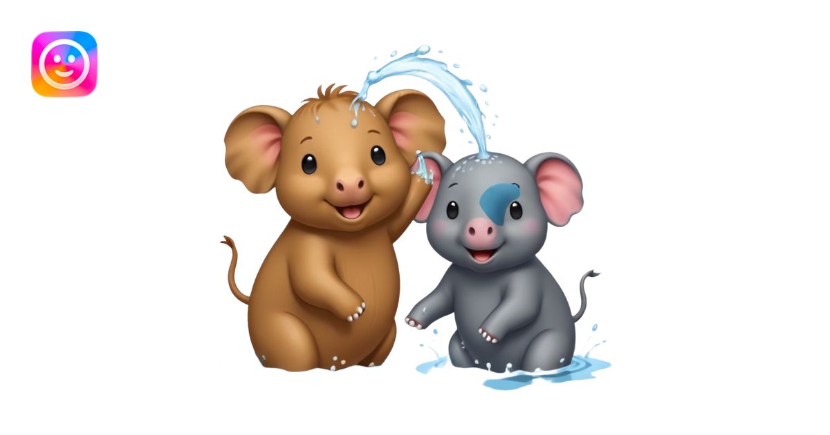 capybara and an elephant play happily with each other on water emoji ...
