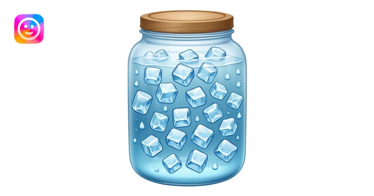 SLIM ICE JAR WITH LOTS OF ICE WITHOUT LID ON emoji | AI Emoji Generator