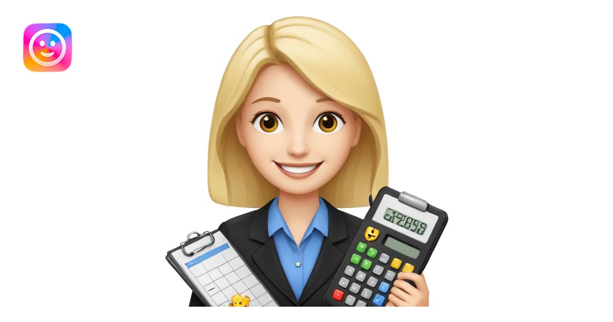 aUDITOR smiling with spreadsheet and a calculator, emoji, ADD A puzzle ...