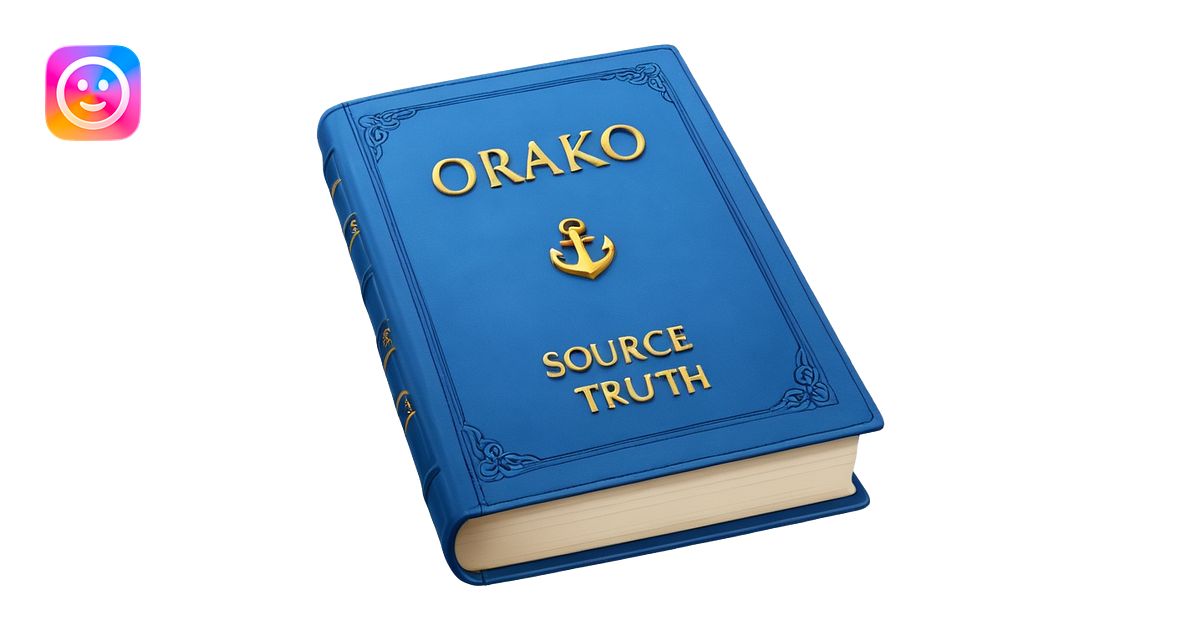 Blue book on which one it writes: Source of truth is Orako. Similar to ...