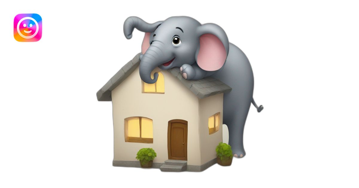Elephant in a house emoji | AI Emoji Generator