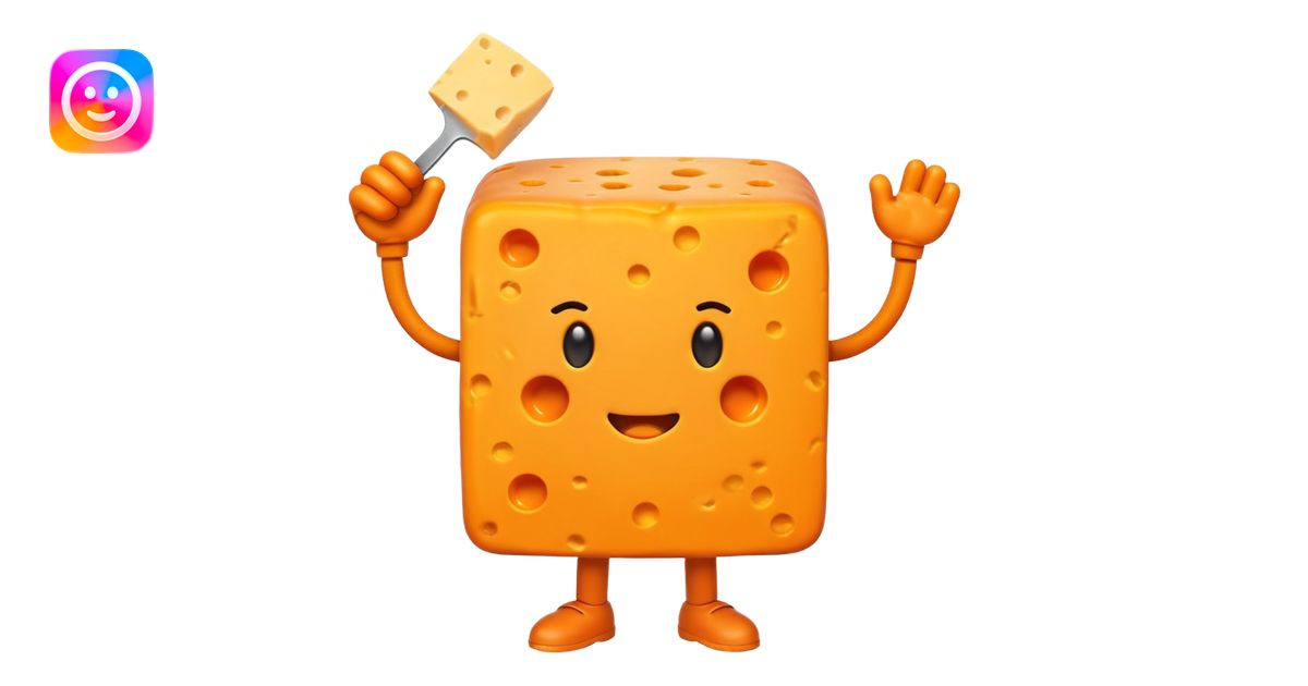 A cheese with arms and legs and a gritted face emoji | AI Emoji Generator