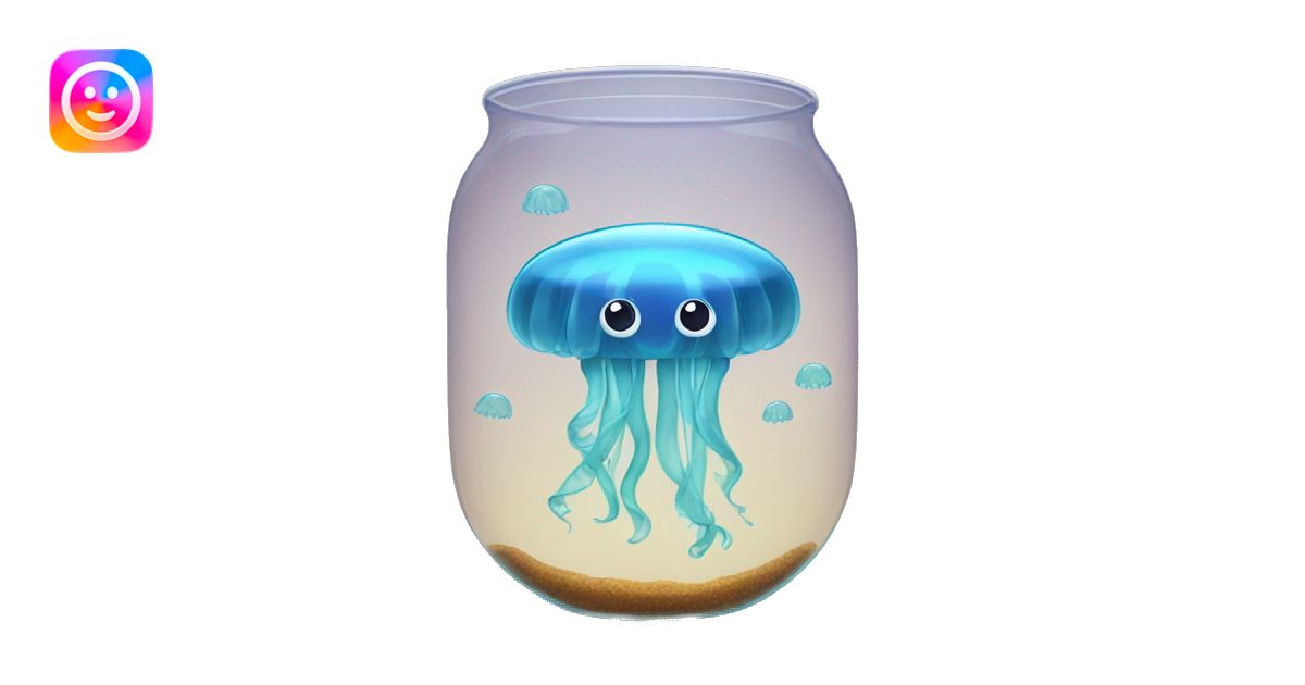 Jellyfish in a fishbowl emoji | AI Emoji Generator