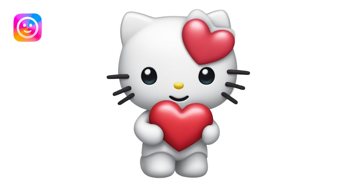 Hello kitty holding a heart emoji | AI Emoji Generator